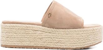 Gianvito Rossi Femme, Chaussures, Beige, Taille: 40 EU 40 Espadrilles compens&eacute;es &agrave; plateforme en daim