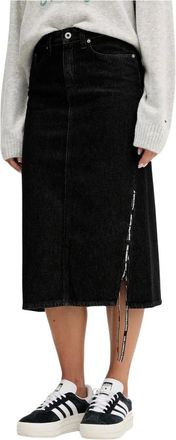 Karl Lagerfeld Jupe midi en jean nou&eacute;e - Femme - Jupes - Noir - Taille: 36 FR