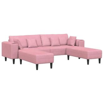 vidaXL Vidaxl - Canapé en velours avec coussin 3 pcs Rose 208 cm Velours