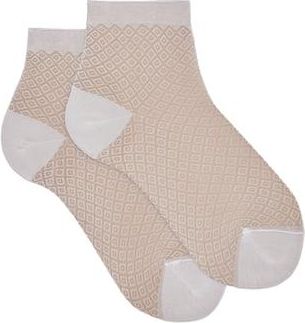 Dor&eacute; Dor&eacute; Chaussettes basses &agrave; losanges en coton m&eacute;lang&eacute;