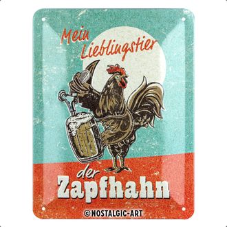 Nostalgic Art Retro Blechschild, 15 x 20 cm, Lieblingstier Zapfhahn - Geschenk-Idee als Bar-Zubeh&ouml;r, aus Metall, Vintage Design mit Spruch, Blechschilder Spr&uuml;che, B