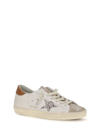 Golden Goose Womens Super Star Sneakers White-Beige-Cinder-Leatehr Brown White/beige/cinder/leatehr