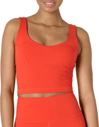 Amazon Essentials Damen Aktives FormFlex-Tanktop mit BH, Leichtem Halt und Verkürztem Schnitt, Butterweich, Hellrot, XXL