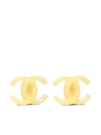 Chanel boucles doreilles Interlocking CC à clips (2002) - Jaune