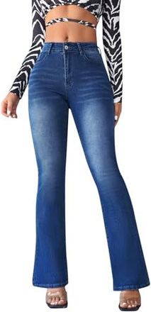 QWUVEDS Pantalons Jeans en polyester taille haute Pouch Home Women Jeans Femme Noir Bootcut Pantalon Femme Bootcut Pantalon Femme Élégant Pantalon dété Femme,