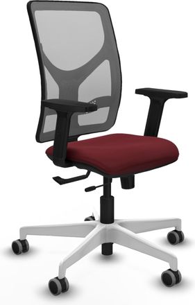 Piqueras y Crespo B&uuml;rostuhl mit weichen R&auml;dern, mit 2D-Armen, h&ouml;henverstellbare Lendenwirbelst&uuml;tze, ausgestattet mit Syncro/Traslack und Schneideschaum, Grau/Granatrot