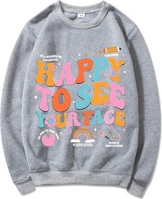 Generic Sweat-shirt pour femme - Imprim&eacute; graphique britannique - Haut surdimensionn&eacute; - Col rond - Manches longues - Automne - Hiver - D&eacute;contract&eacute; - Confortabl