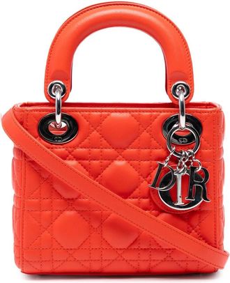 Dior Hobo Bags - Mini Lambskin Cannage Lady Dior - Gr. unisize - in Orange - für Damen