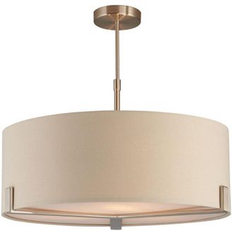 Endon Lighting Suspension &agrave; bras multiples, plaque nickel satin&eacute;, tissu gris ardoise