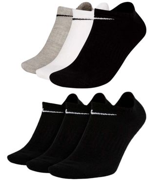 Nike Socken 6 Paar Sneakersocken Füßlinge Socken SX7678 Weiß Grau Schwarz, Farbe:Schwarz/Mehrfarbig, Socken Neu:34-38