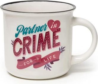 Legami Legami - Cappuccinotasse, Partner in Crime Thema, New Bone China Porzellan, Take a Break Collection, Fassungsvermögen 350 ml, spülmaschinenfest