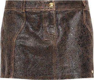 Amiri Leder-Minirrock - - Skirts - Damen - Braun - M