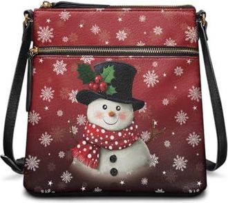 Coloranimal Sac &agrave; main &agrave; bandouli&egrave;re Corss pour femme - Sac &agrave; bandouli&egrave;re - Sac &agrave; bandouli&egrave;re - Sac &agrave; main de No&euml;l imperm&eacute;able, No&euml;l bonhomme de neige flocon de n