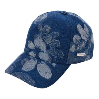 Iceberg Femme, Accessoires, Bleu, Taille: ONE Size Casquette de baseball en denim jacquard floral indigo