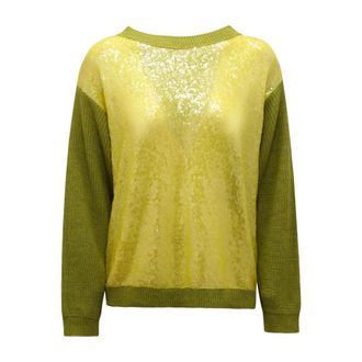 PHO Firenze N1196 Wollmischpullover mit Pailletten - - Knitwear - Damen - Gr&uuml;n - M