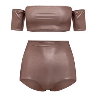 Alessandro Vigilante Gl&auml;nzender Badeanzug - - Swimwear - Damen - Braun - XS