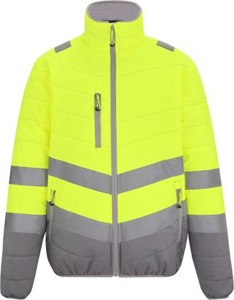 Regatta Professional Mens Hi-Vis Thermal Baffle Jacket Herren Warnschutz 2-Ton Jacke, gelb, 3XL Grande Taille