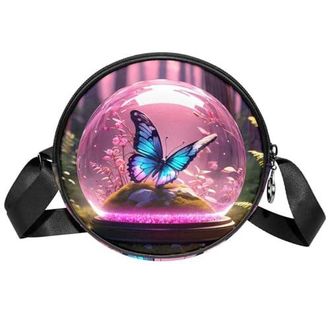 Generic Sac &agrave; bandouli&egrave;re rond pour femme, petit sac &agrave; bandouli&egrave;re avec fermeture &eacute;clair et bretelles r&eacute;glables style d&eacute;contract&eacute; pour femmes et filles