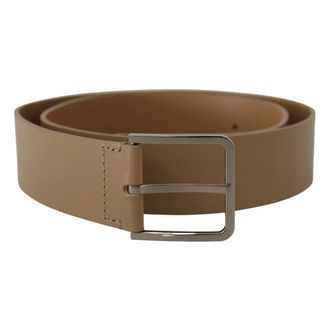 Dolce & Gabbana Luxuri&ouml;ser Beiger Lederg&uuml;rtel mit Silberschnalle - - Accessories - Herren - Beige - 90 CM