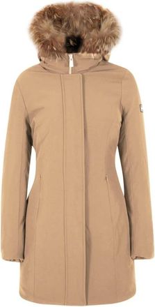 Yes-Zee YES Zee, Femme, Vestes, Rose, Taille: 42 FR Veste en Nylon Marron avec Capuche en Fourrure