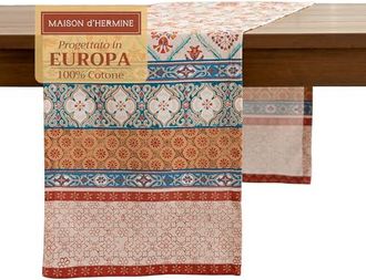 Maison d'Hermine Romane Chemin de Table en 100 % Coton pour Les fêtes, dîners, Vacances, Cuisine, Thanksgiving, Noël (50cm x 150cm)