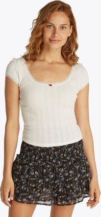 Tommy Jeans T-Shirt TJW SLIM SH POINTELLE SS TEE EXT mit Spitze, mit Lochmuster