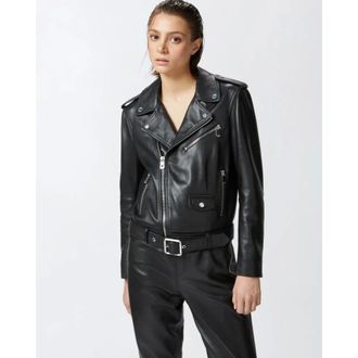 Pinko Pinko, Femme, Vestes, Noir, Taille: 38 FR Costa Rica Biker Jacket