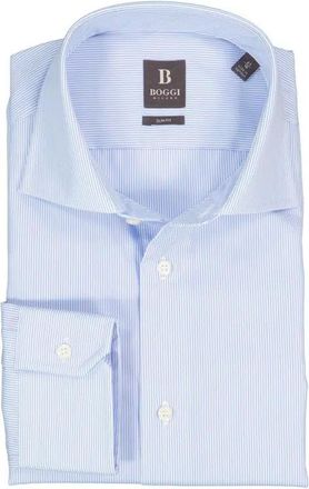 Boggi Milano Herren Hemd blau Baumwolle gestreift