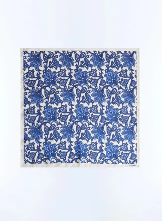 Fursac Pochette en twill de soie &agrave; motif floral - Taille Unique - Homme
