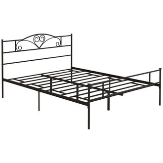 HOMCOM Bett 165 x 207 cm Bettrahmen mit Lattenrost aus Stahl, Unterbettaufbewahrung, Doppelbett, Bettgestell f&uuml;r Schlafzimmer, G&auml;stezimmer, Schwarz
