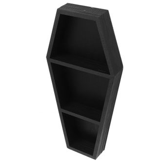 Artibetter Gothic Wandregal Sargform aus Holz Stabiles Aufbewahrungsregal für Wohnzimmer Schlafzimmer Kinderzimmer Dekoratives Coffin Shelf für Deko Pflanzen und