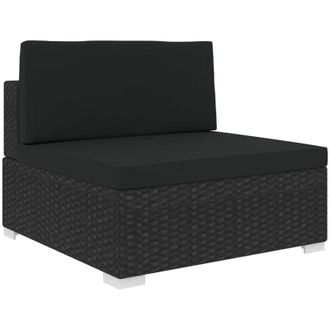 vidaXL Si&egrave;ge central sectionnel 1 pc et coussins R&eacute;sine tress&eacute;e Noir Vidaxl