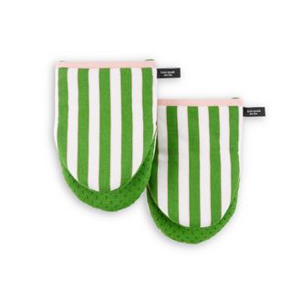 Kate Spade New York Kate Spade New York Botanical Stripe Mini-Ofenhandschuh, 2er-Pack, 14 x 20,3 cm, Gr&uuml;n/Rosa