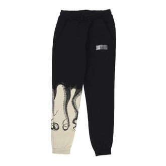Octopus Schwarze Fleece-Sweatpants mit Seitenstreifen - - Trousers - Herren - Schwarzk - XL