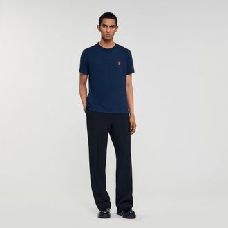 Sandro T-Shirt mit Leder-Logo