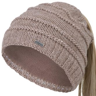 Faera Damen Winterm&uuml;tze Zopfm&uuml;tze Zopfloch Loch Zopf Beanie M&uuml;tze Strickm&uuml;tze 72, Farbe:Braun