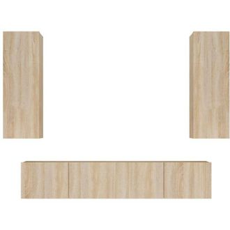 vidaXL 4-tlg. TV-Schrank-Set Sonoma-Eiche Holzwerkstoff - Vidaxl