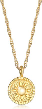 Elli Halskette Damen Kordel Münze Anhänger Rund Sonne Vintage Trend in 925 Sterling Silber