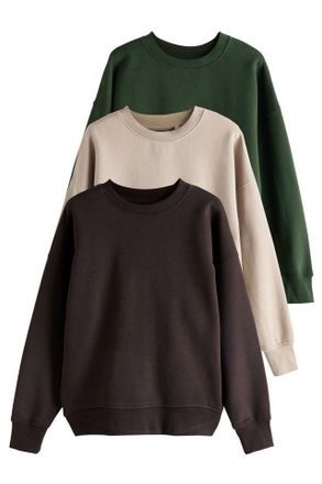 Next Sweater Geripptes Sweatshirt mit angerauter R&uuml;ckseite (3-tlg)