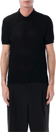 Roberto Collina Homme, Tops, Noir, Taille: XL Polo en maille perfor&eacute;e