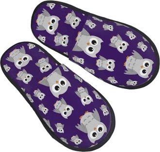 Generic Pantoufle Maison Chouettes Grises Sur Fond Violet Hiver Pantoufles Doux Chaudes Pantoufles Confortable Chaussons Maison Pour Chambre Maison Salon M
