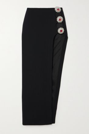 DAVID KOMA Maxirock Aus Cady Mit Cut-outs Und Kristallen - Schwarz