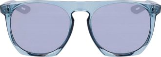 Nike Flatspot XXII Wayfarer Logo-Sonnenbrille, Rund (Blau/Silber)
