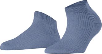Falke Damen Sneakersocken Shiny W Sn Viskose kurz einfarbig 1 Paar, Blau Eisblau 6283, 35-38