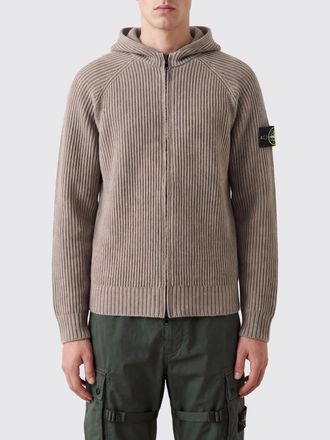 Stone Island Cardigan zipp&eacute; &agrave; capuche en cachemire avec &eacute;cusson logo Compass