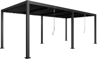 OUTSUNNY Pergola lames orientables 2 zones grande taille dim. 5,95 x 3 x 2,25 m alu. acier &eacute;poxy anthracite