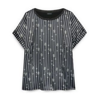 Fiorella Rubino Zweifarbige T-Shirt mit Knotenmuster - - Tops - Damen - Schwarzk - L