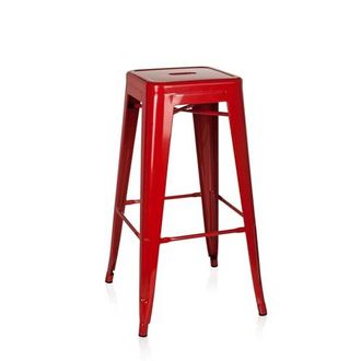 hjh OFFICE 645011 Tabouret de Bar VANTAGGIO High Métal Rouge, Tabouret Industriel Haut, empilable