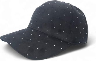 styleBREAKER Damen Baseball Cap mit Strass Nieten | 6-Panel Samt Basecap mit gebogenem Schirm | Verstellbare Einfarbige Kappe mit Klettverschluss 56-59 cm, Farbe:S