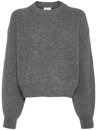 Brunello Cucinelli pull orné de sequins - Gris